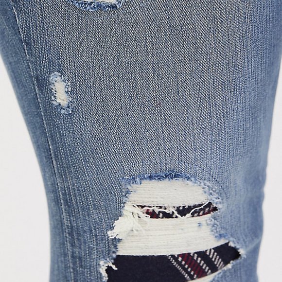 torrid | Jeans | Torrid Classic Skinny Rip Jean W Plaid Inserts 24 ...